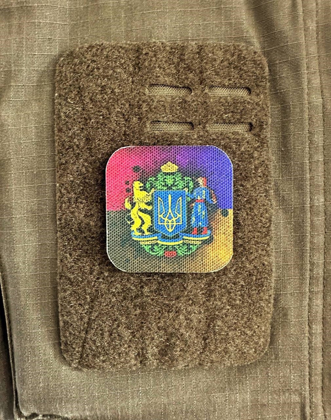 Patch "ukrainian Coat of Arms" With Flags, Ornament Velcro, Ukraine EDC ...