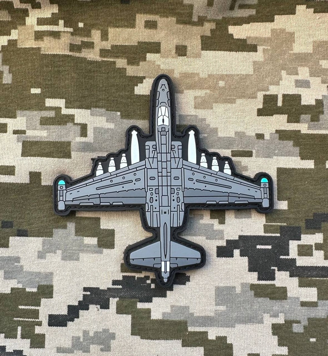 3D PVC Patch "su-25 Fighter Jet", Grey Velcro, Ukraine Patch Emblem ...