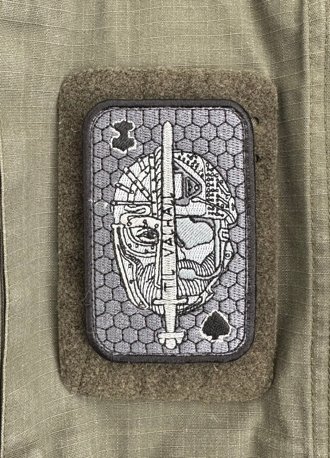 1x “til Valhall Ace” Grey Patch With Velcro Fastener; Viking Rune ...