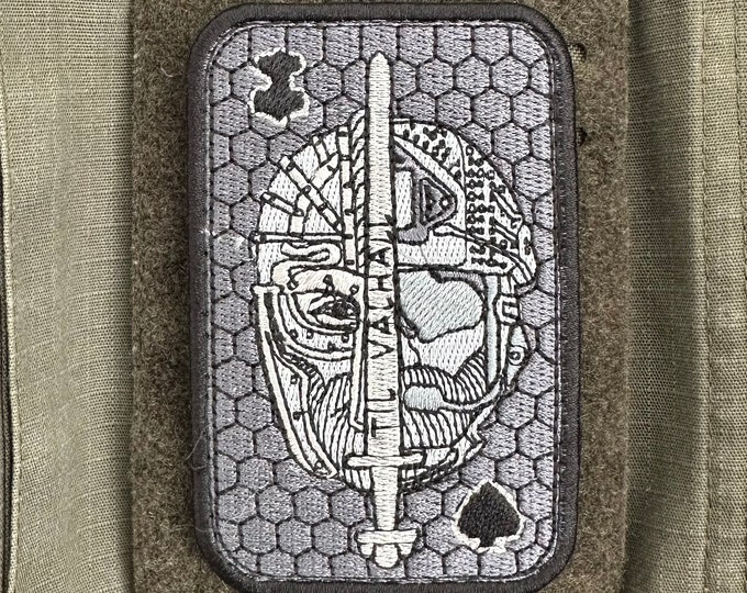 1x “til Valhall Ace” Grey Patch With Velcro Fastener; Viking Rune ...