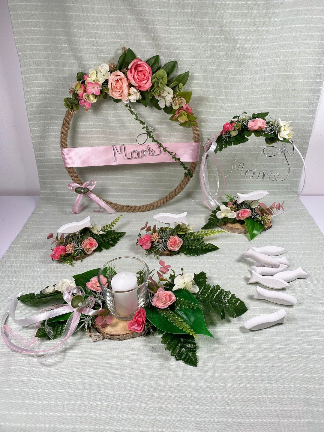 Large Personalized Communion Set Including Window Door Wreath, Playful ...