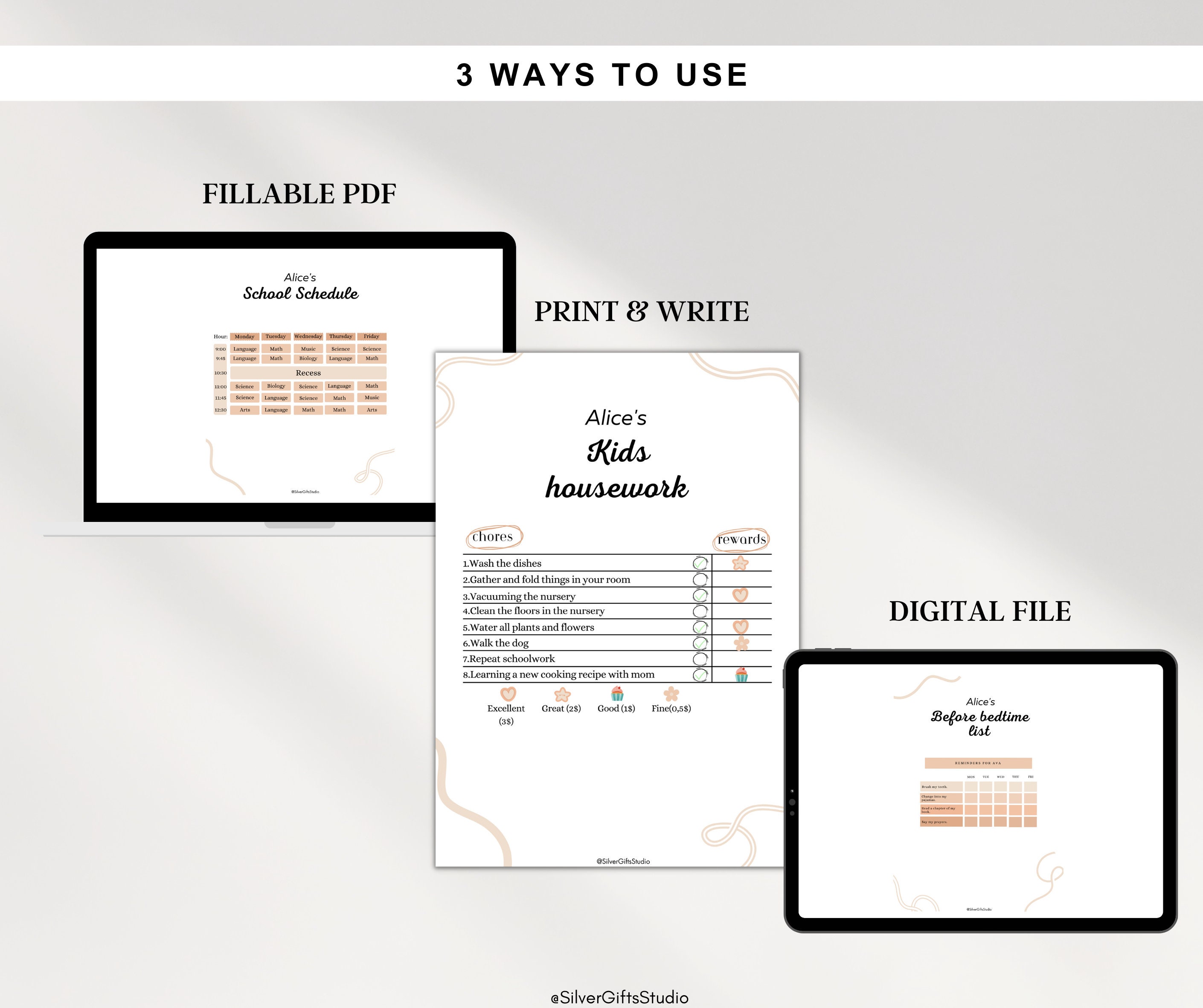 Editable Kids Chore Charts Reward Allowance Screen Time - Etsy