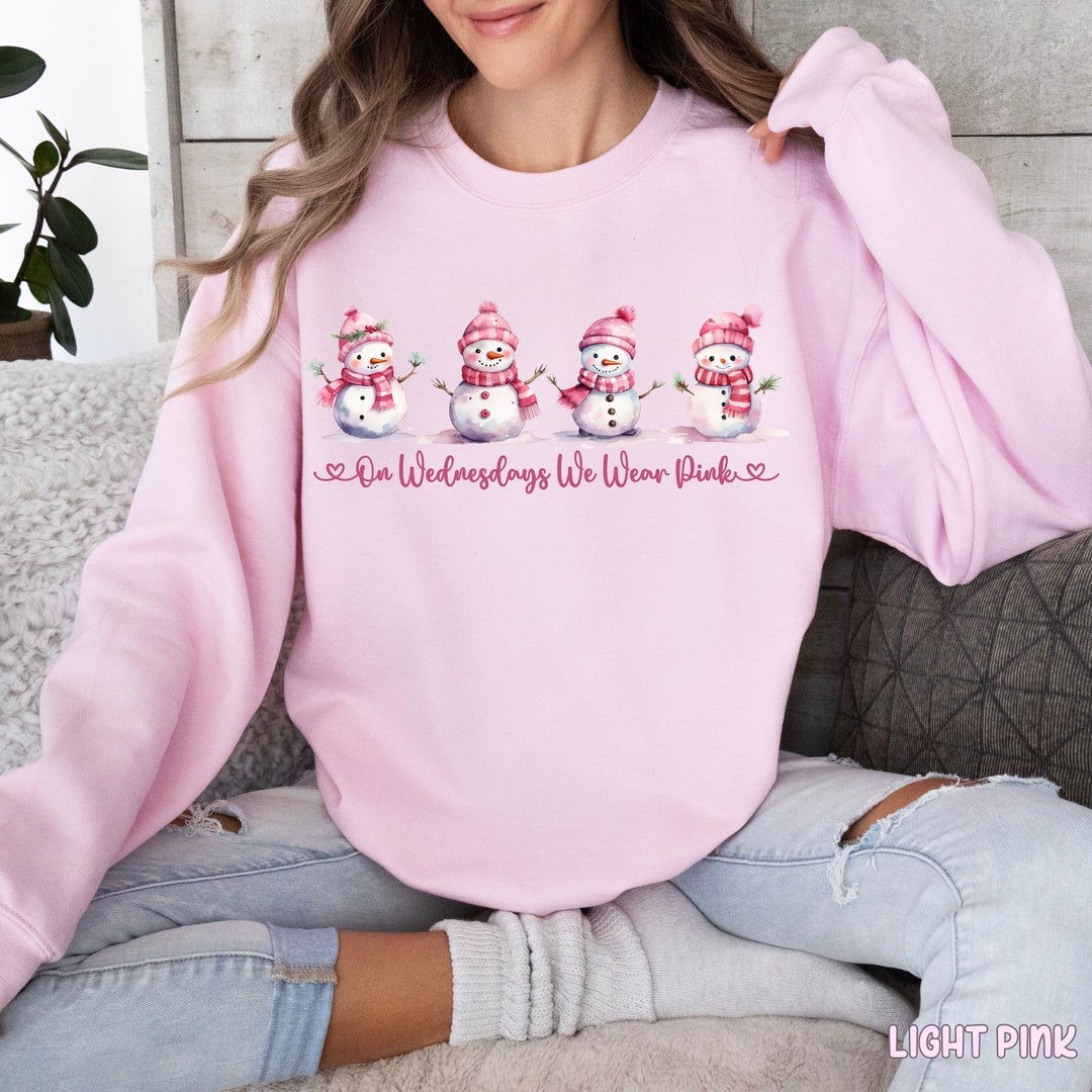 Snowman Sweatshirt, Pink Christmas Sweatshirt, Pink Christmas Sweater ...