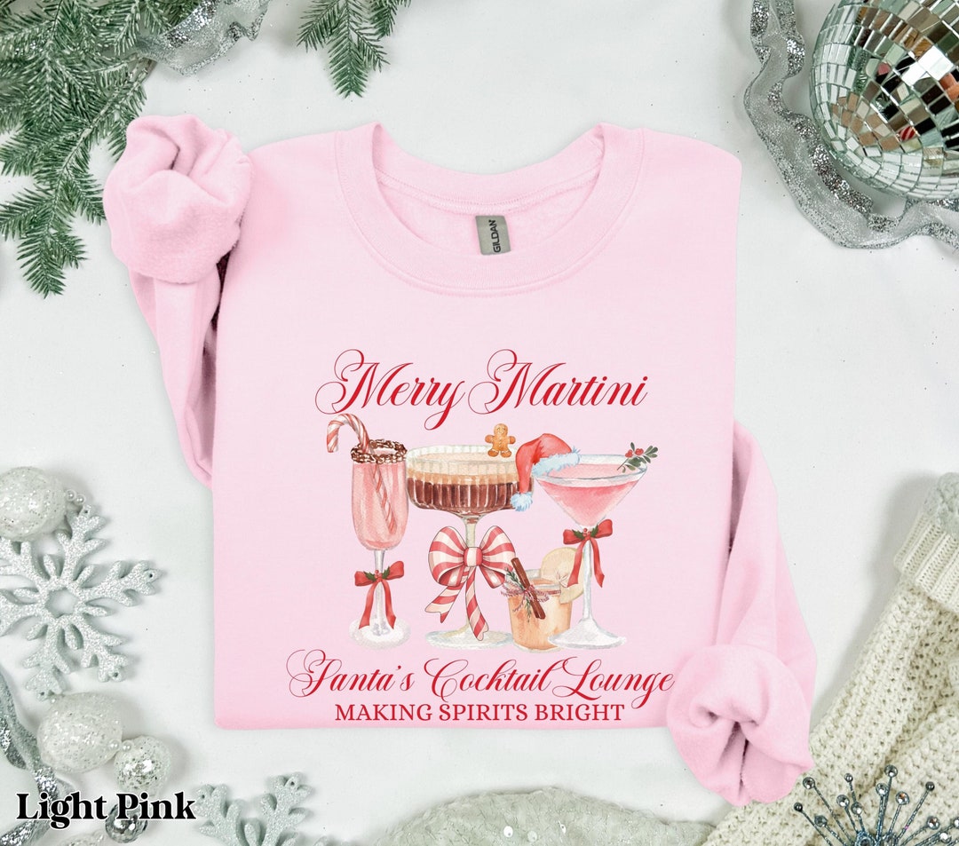 Merry Martini Christmas Sweatshirt, Cocktail Sweatshirts, Martini ...
