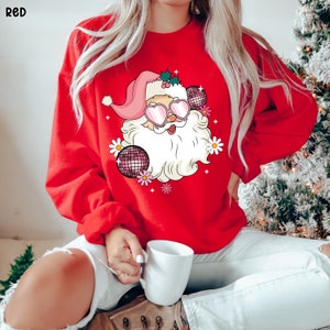 Groovy Christmas Sweatshirt, Retro Christmas Sweatshirt, Pink Christmas ...