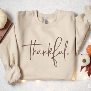 Thankful Sweatshirt, Cute Fall Sweatshirt, Women Thanksgiving ...