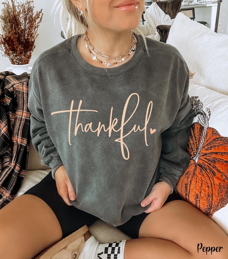 Thankful Sweatshirt, Thanksgiving Crewneck Sweatshirt, Cute Fall ...