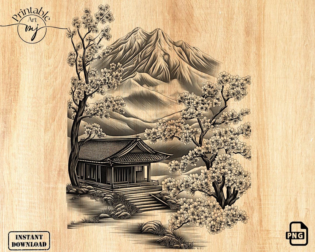 Mount Fuji Laser Engrave File Landscape Laser Ready Design File Wood ...