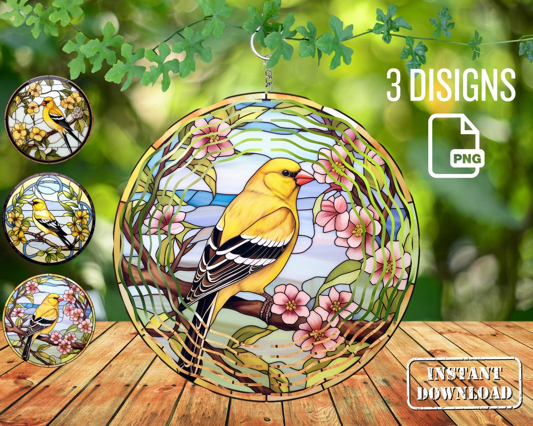 Goldfinch Wind Spinner Sublimation Design Template Goldfinch Wind ...