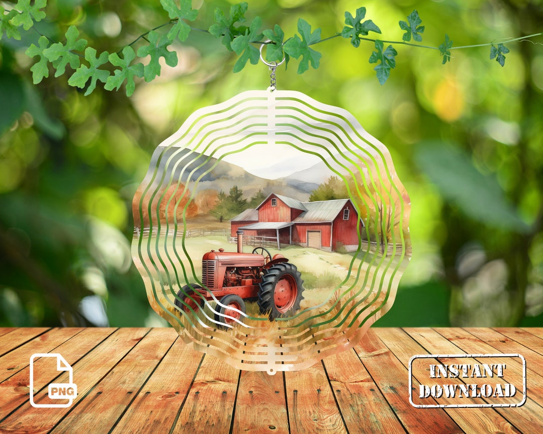 Tractor Wind Spinner PNG: Red Barn Sublimation Design (digital Download ...