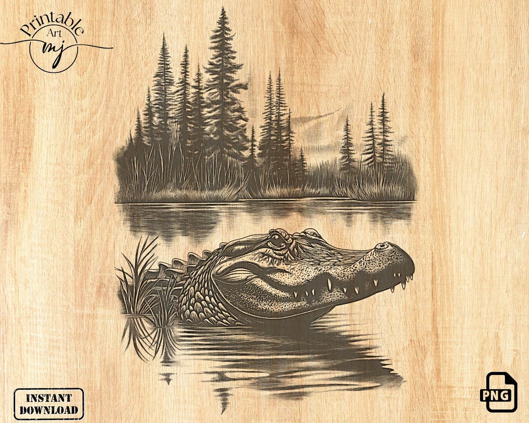 Alligator Laser Engrave File: Wildlife Laser Ready Design (PNG) - Etsy