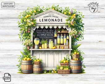Watercolor Cute Lemonade Stand Clipart PNG Files, High Quality Food ...