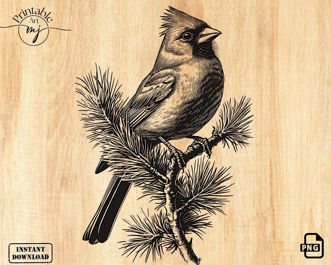 Red Cardinal Laser Engrave File: Wildlife Laser Design (PNG) - Etsy