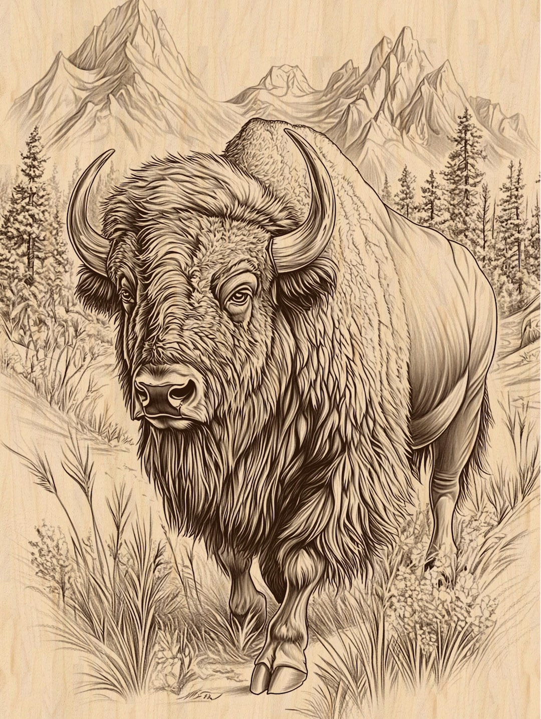 Bison Laser Engraving Design: Wildlife Forest PNG (digital Download) - Etsy