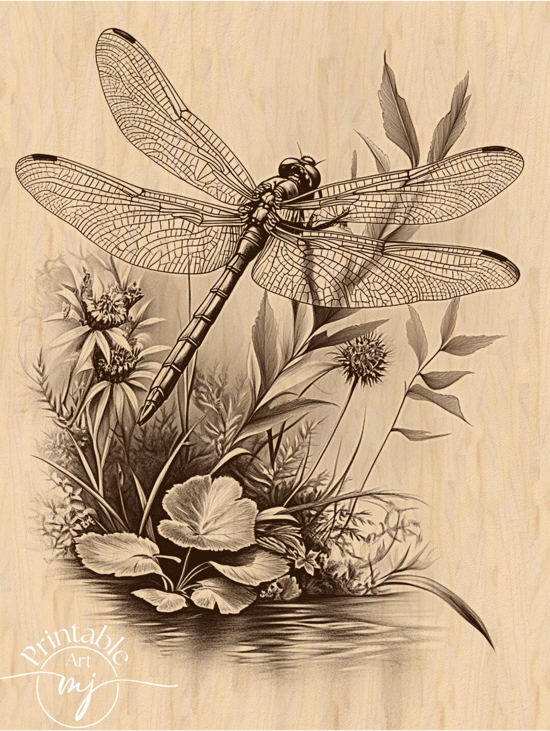 Dragonfly Laser Engraving PNG: Wildlife Wood Burn Design - Etsy