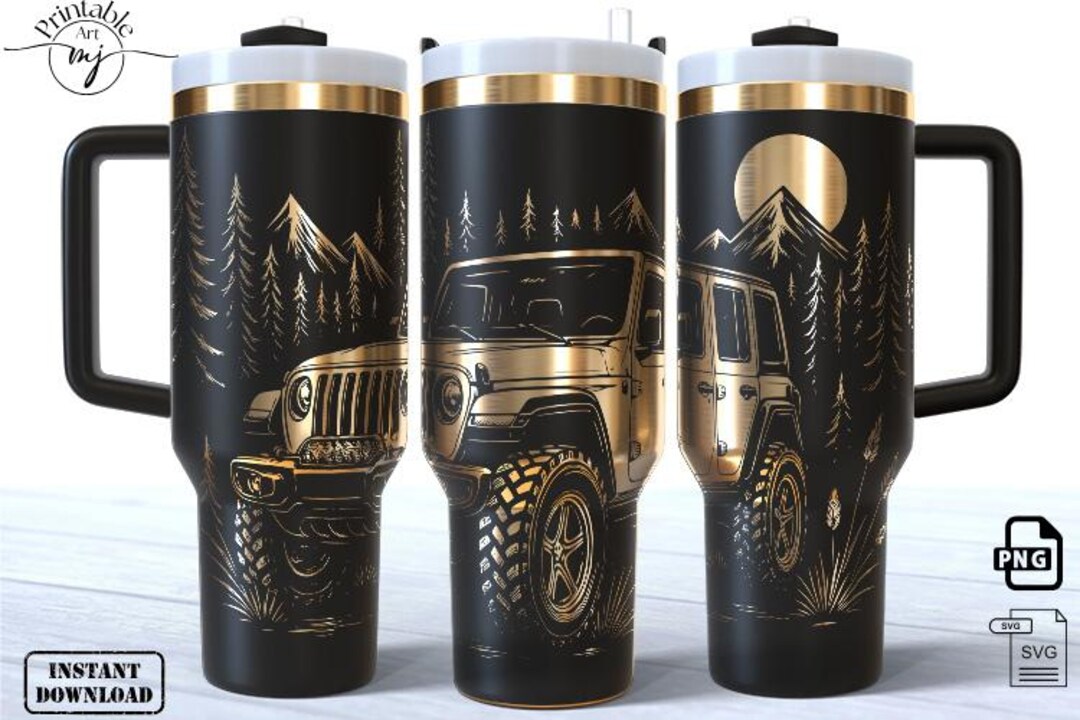 4x4 Life SVG Tumbler Wrap: Laser Engraving File, Mountains & Jeep ...