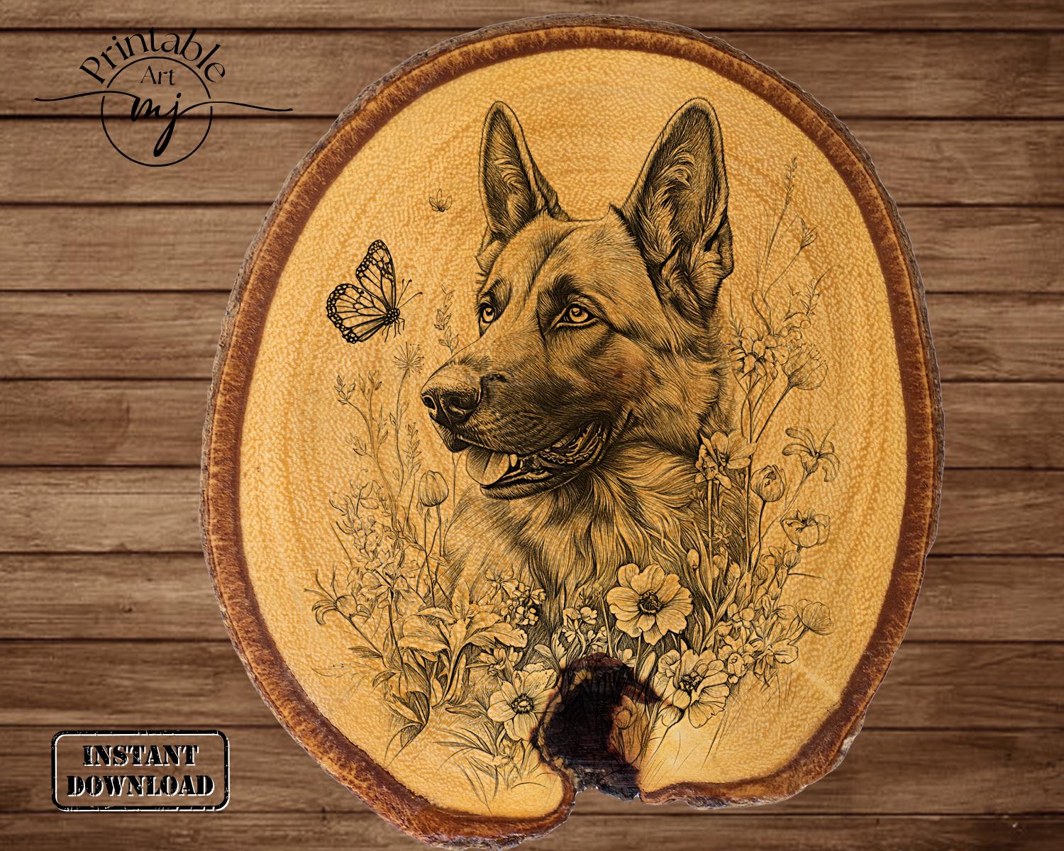 German Shepherd Engraving Design: Laser Cut CNC File (PNG Download) - Etsy