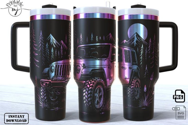 4x4 Life SVG Tumbler Wrap: Laser Engraving File, Mountains & Jeep ...