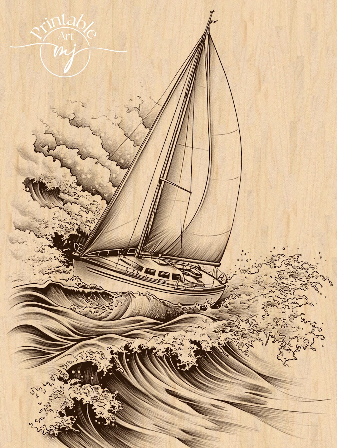 Sailing Boat Laser Engraving PNG, Sailboat Wood Burn Design, Nautical ...