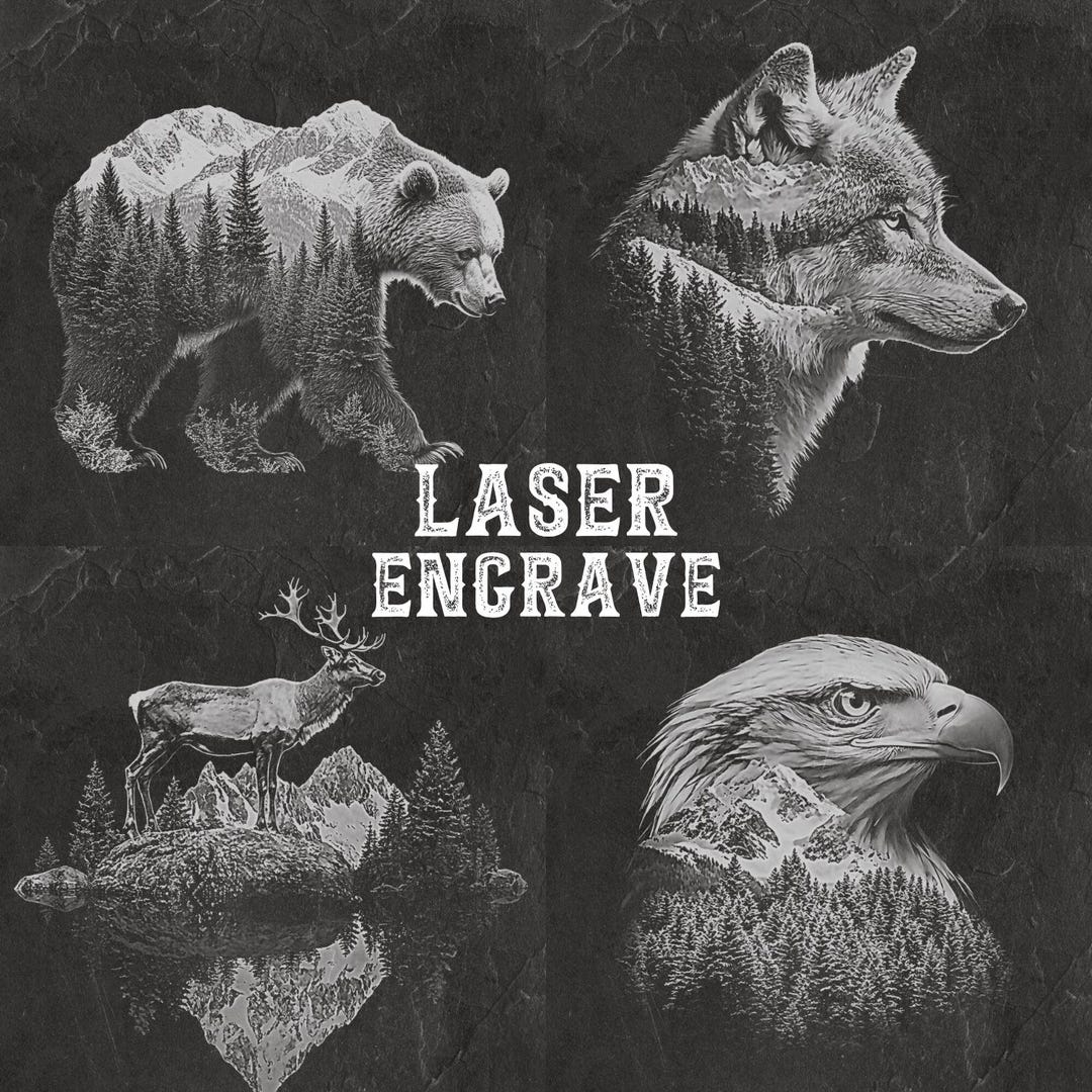 Wildlife Slate Coaster Laser Engrave File: Forest Animal PNG (digital ...