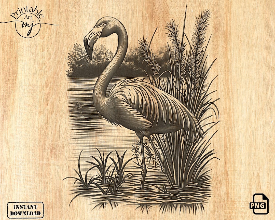 Flamingo Laser Engrave Design: Wildlife Laser Burn File (PNG) - Etsy
