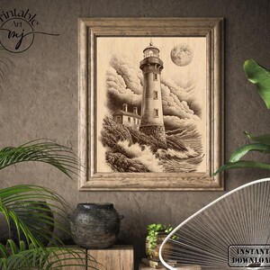 Lighthouse Laser Engraving PNG: Coastal Nautical Wood Burn File - Etsy