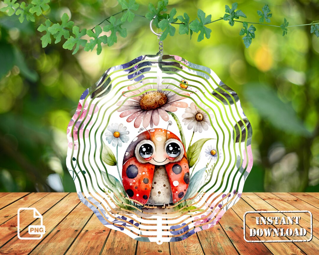 Ladybug Wind Spinner Stained Glass Sublimation Design Template, Wind ...