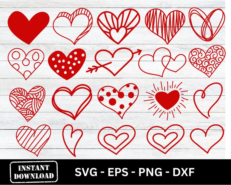 Red Hand Drawn Heart Svg Heart Doodle Hand Drawn Heart Svg Cut Files ...