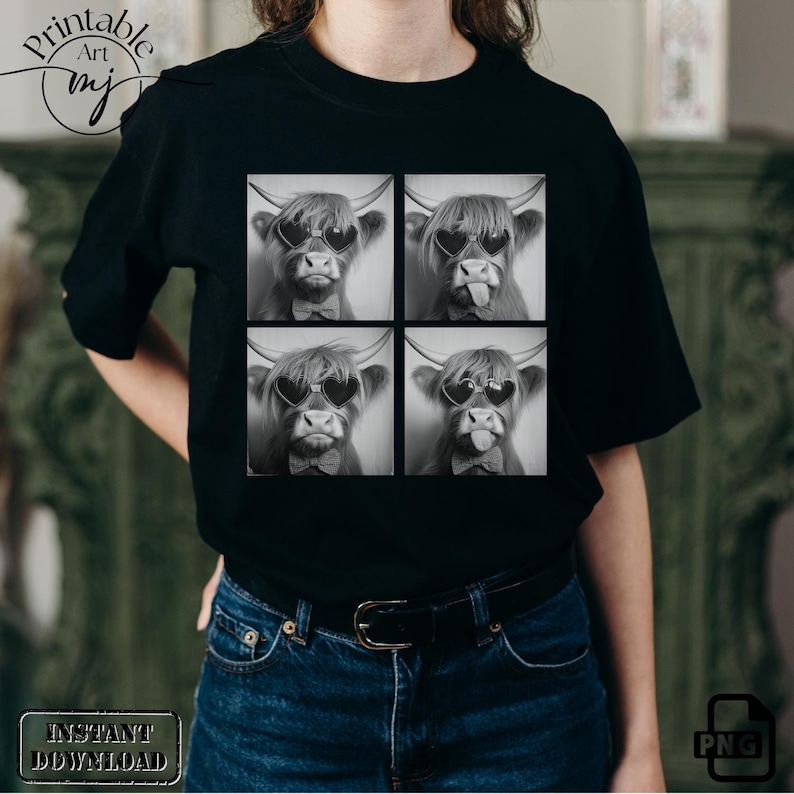 Highland Cow Photo Booth PNG: Funny Farm Animal Design (digital ...