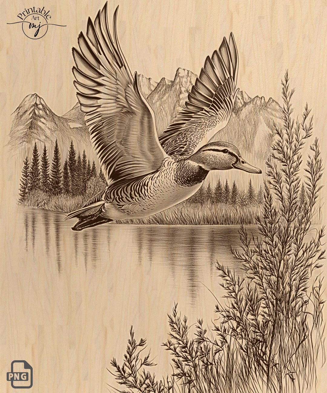 Duck Hunting Laser Engraving File: Wildlife Landscape PNG for CNC - Etsy