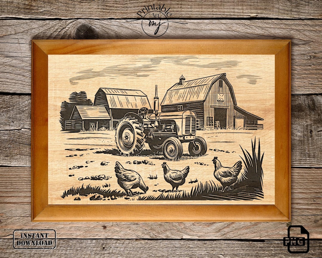 Farm Life Laser Engraving File, Chicken Laser Ready Design, Tractor ...