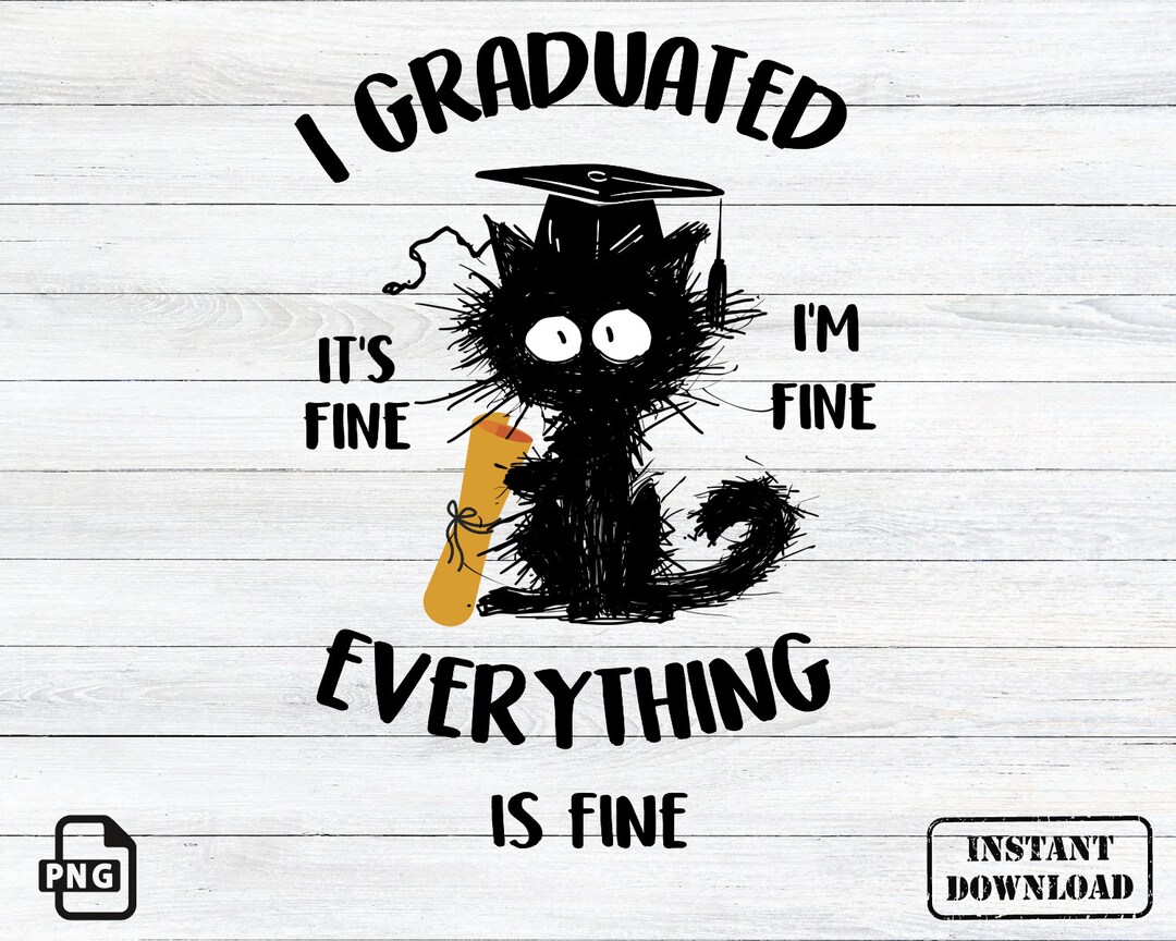 Funny Black Cat Graduation PNG: Senior Design (digital Download) - Etsy