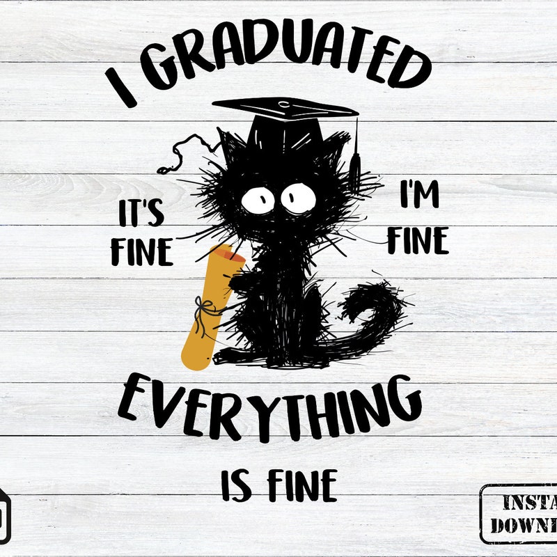 Cat Drawing Graduation - Etsy