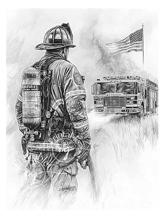 Personalized Canvas - Firefighter Bunker Gear Artwork Firefighter ...