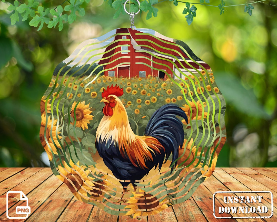Rooster Wind Spinner PNG: Farm Sunflower Design (digital Download) - Etsy