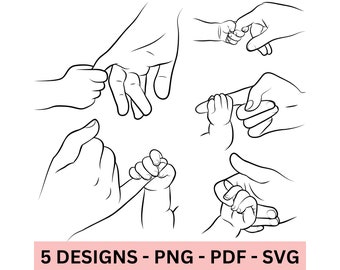 Mama and Baby Holding Hands SVG PNG Bundle, Mothers Day Svg Files ...