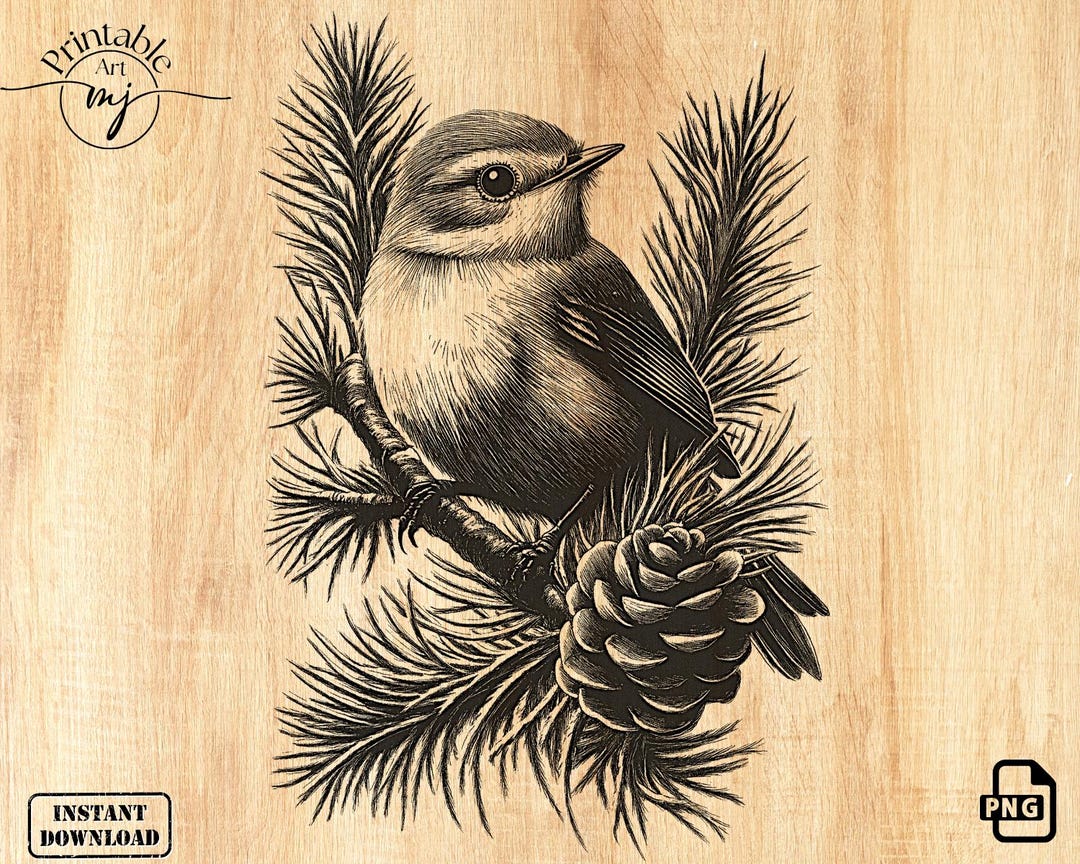 Ruby-crowned Kinglet Laser Engrave File: American Bird Design (PNG) - Etsy