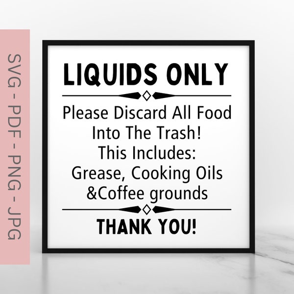 No Food in Sink Sign - Etsy