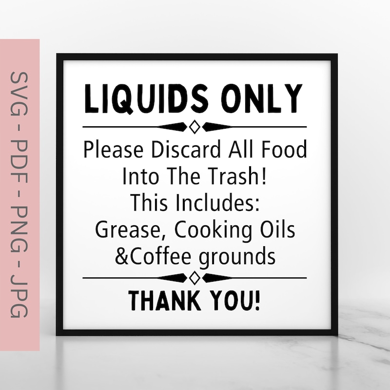 No Food Down the Sink Signs - Etsy