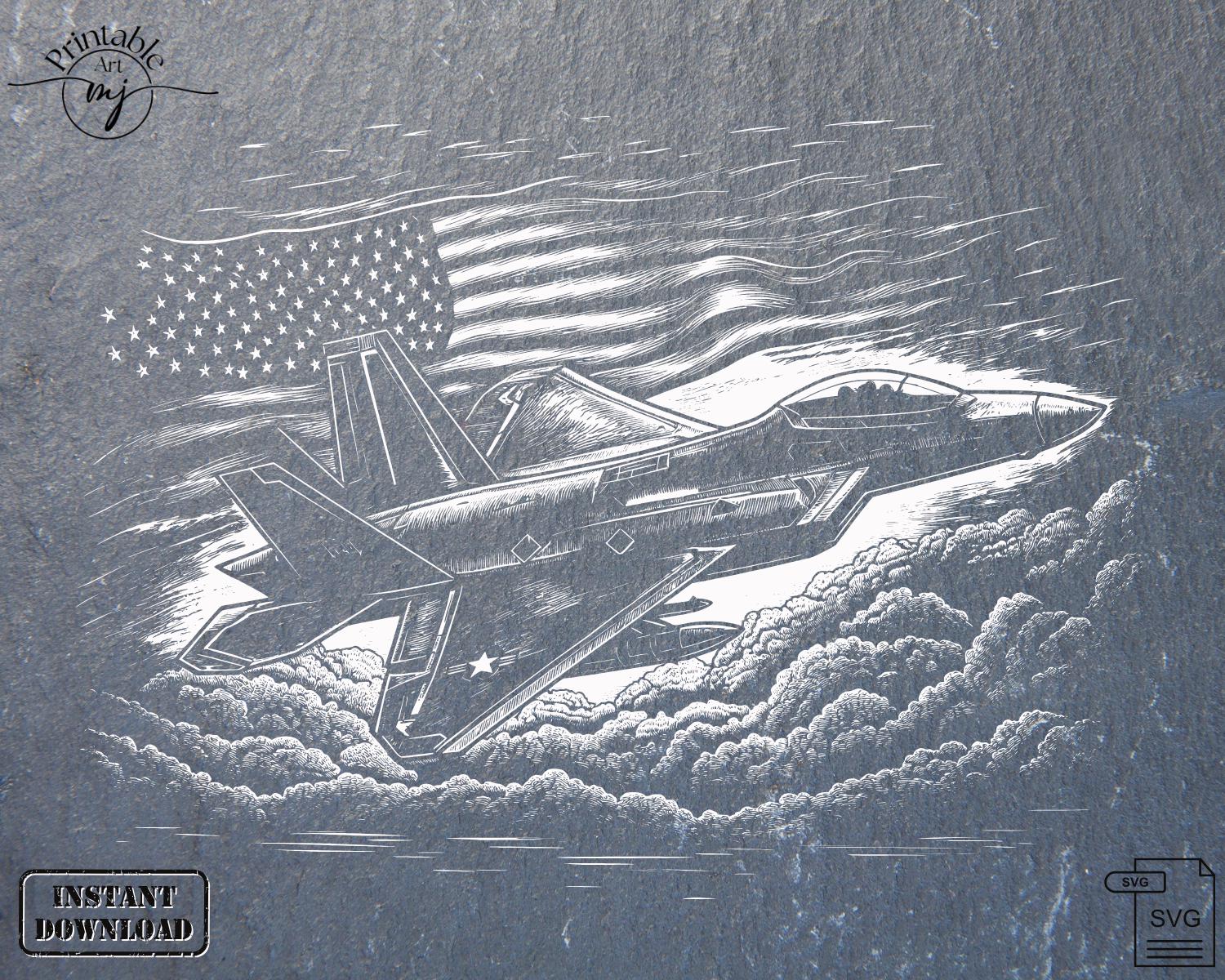 Fighter Jet 40oz Tumbler Laser Engraving File: Patriotic Aircraft ...