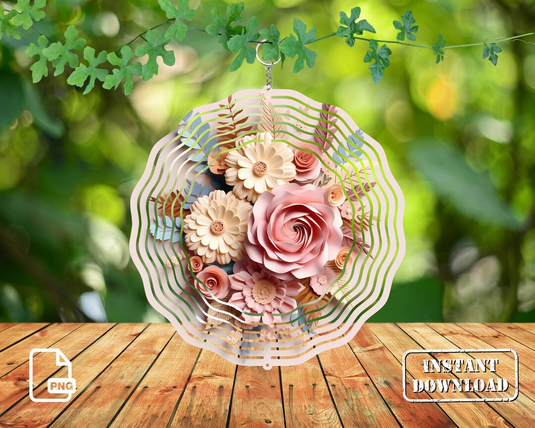 3D Flowers Wind Spinner Sublimation Template 3D Floral Wind Spinners 3D ...