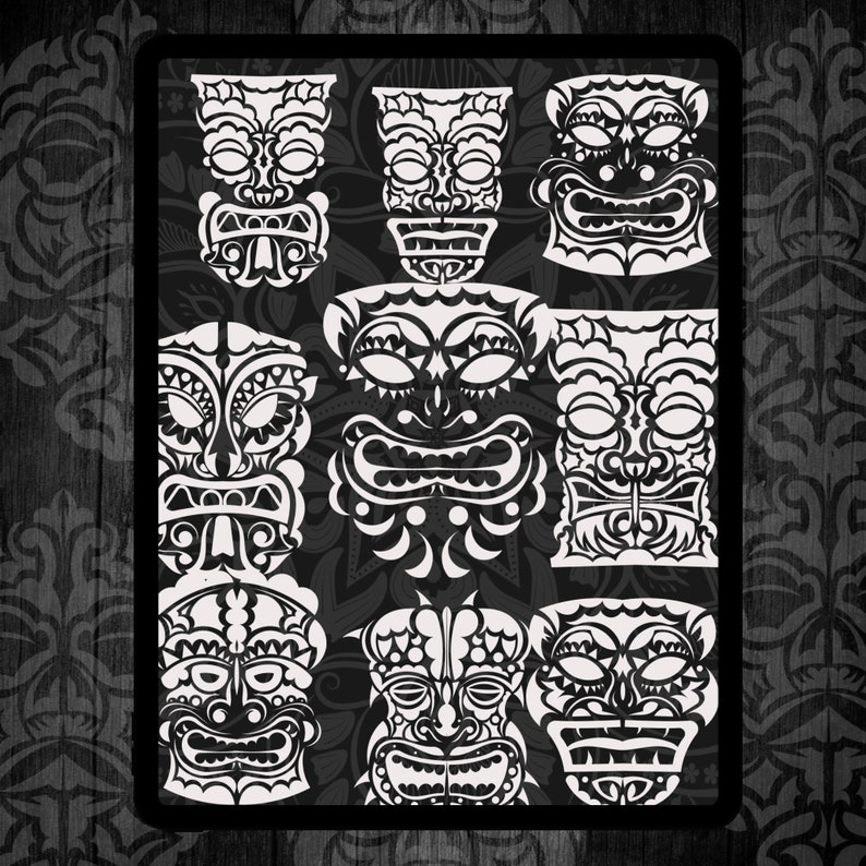 Tiki & Oni Mask Procreate Brush Set: Tattoo Stamps (digital Brushes) - Etsy