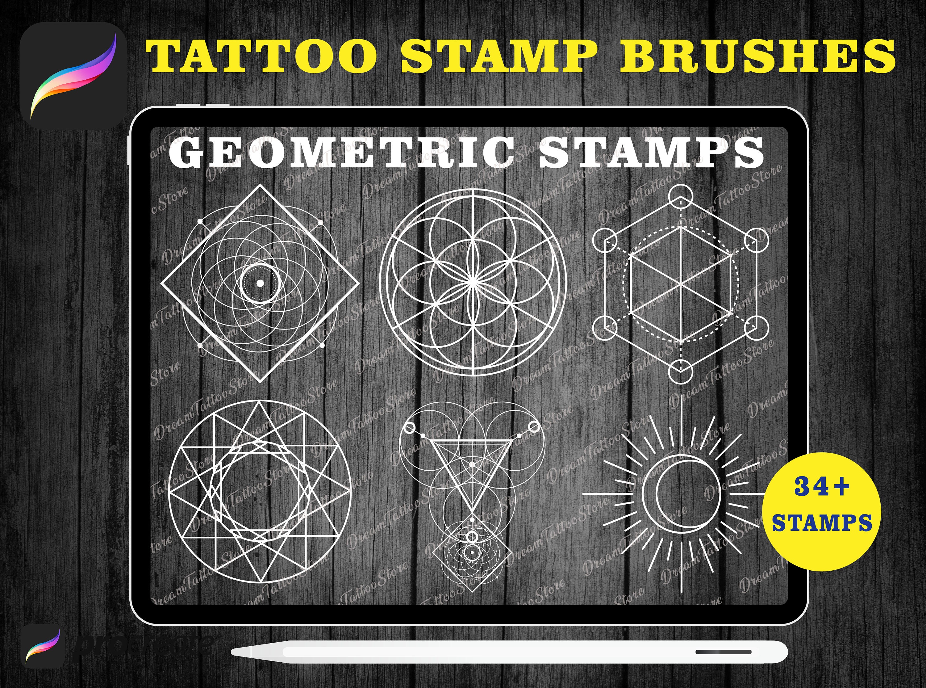 Sacred Geometry Stamps: Procreate Brushes, Geometric Shapes (34 Stamps ...