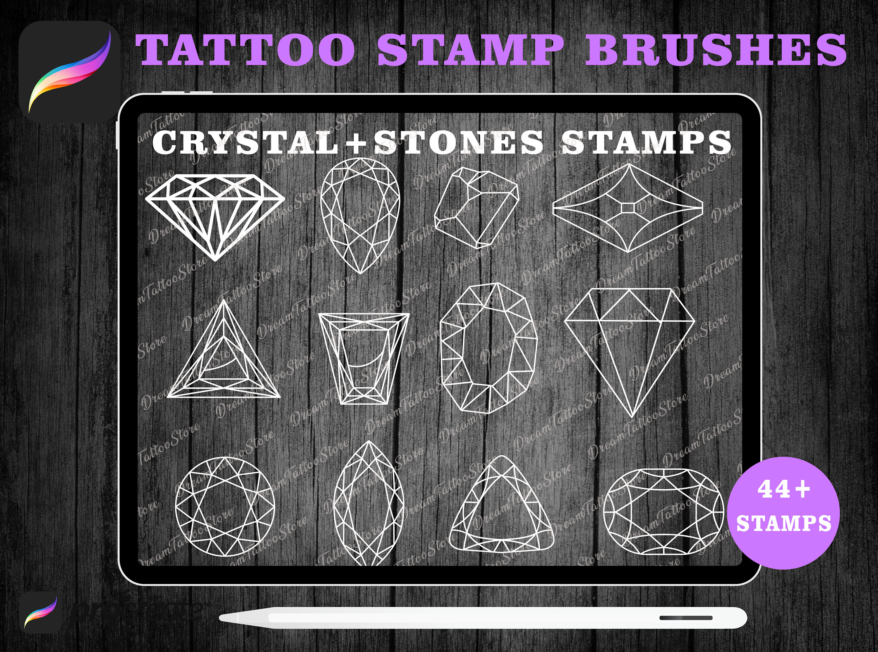 44 Crystal Stamps,procreate Brushes Stamps, Gemstone, iPad Brushes ...
