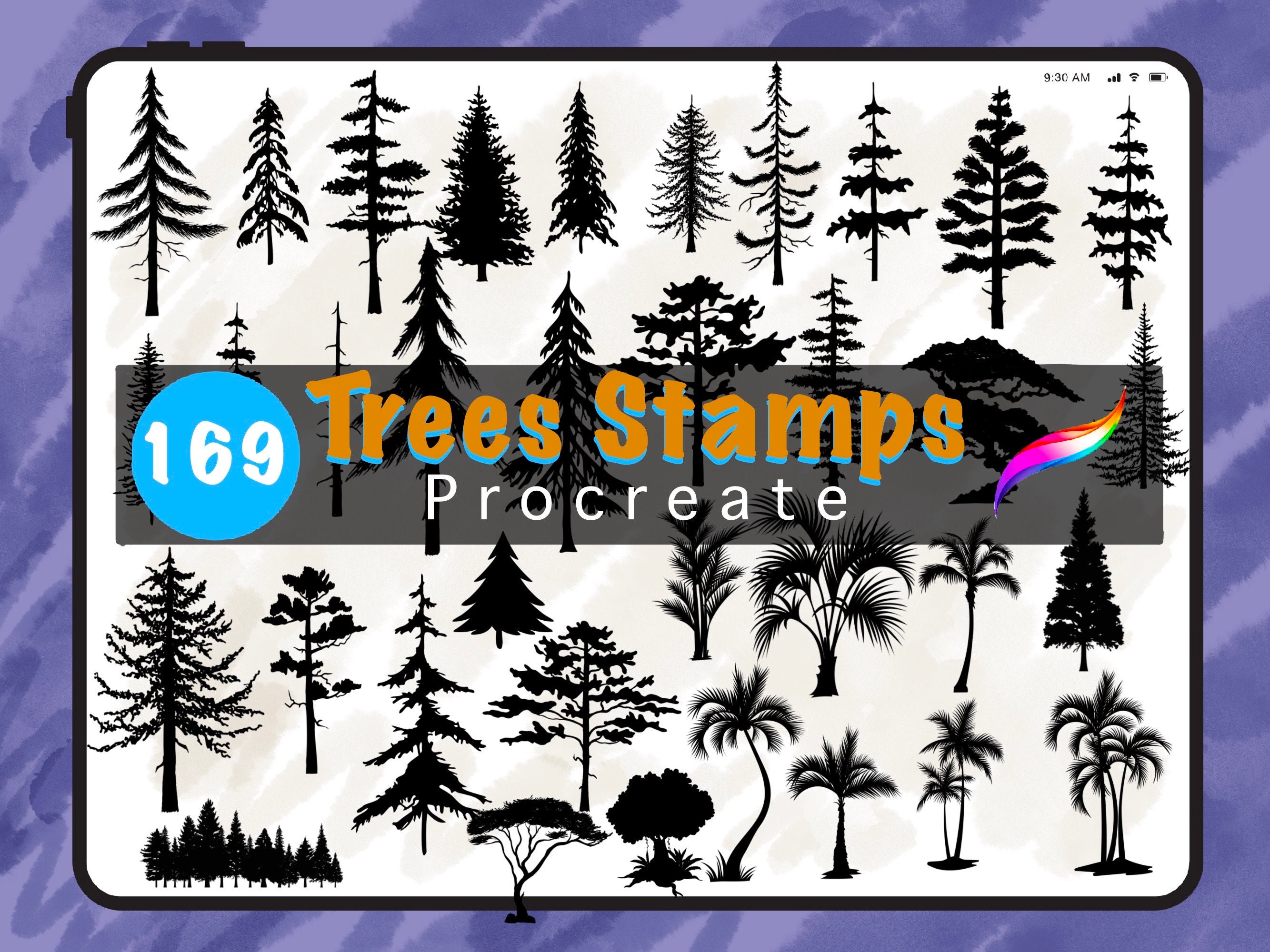 169 Tree Procreate Stamps, Tree Silhouette Brush Pack, Nature Brushes ...
