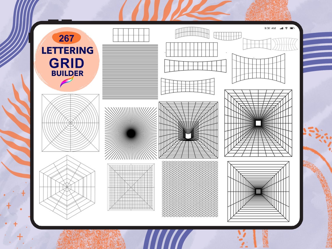 Lettering Grid Procreate Brushes: 267 Stamp Set (brushset) - Etsy