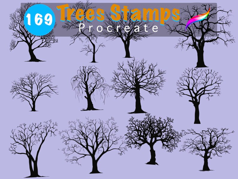169 Tree Procreate Stamps, Tree Silhouette Brush Pack, Nature Brushes ...
