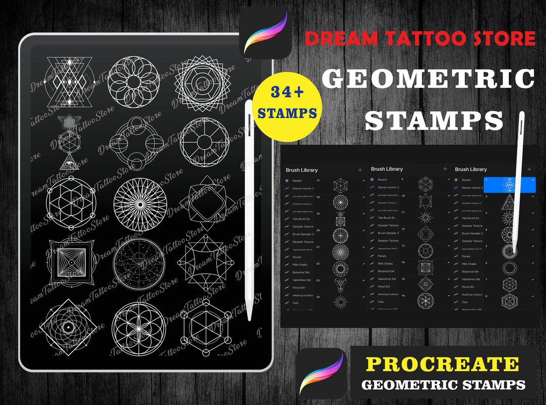 Sacred Geometry Stamps: Procreate Brushes, Geometric Shapes (34 Stamps ...