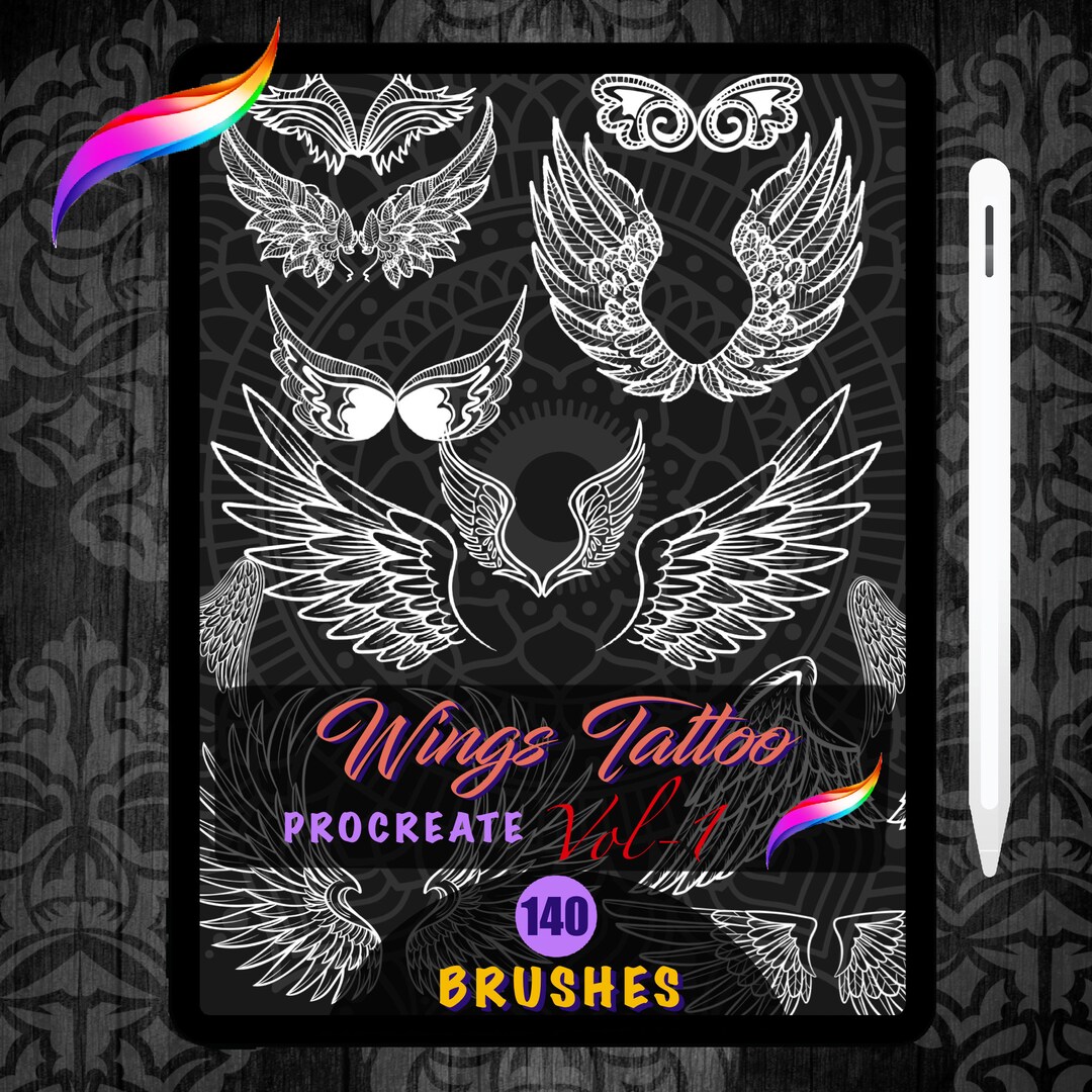 Procreate Wings Brushes, Procreate Wing Stamps, Angle Wings Procreate ...