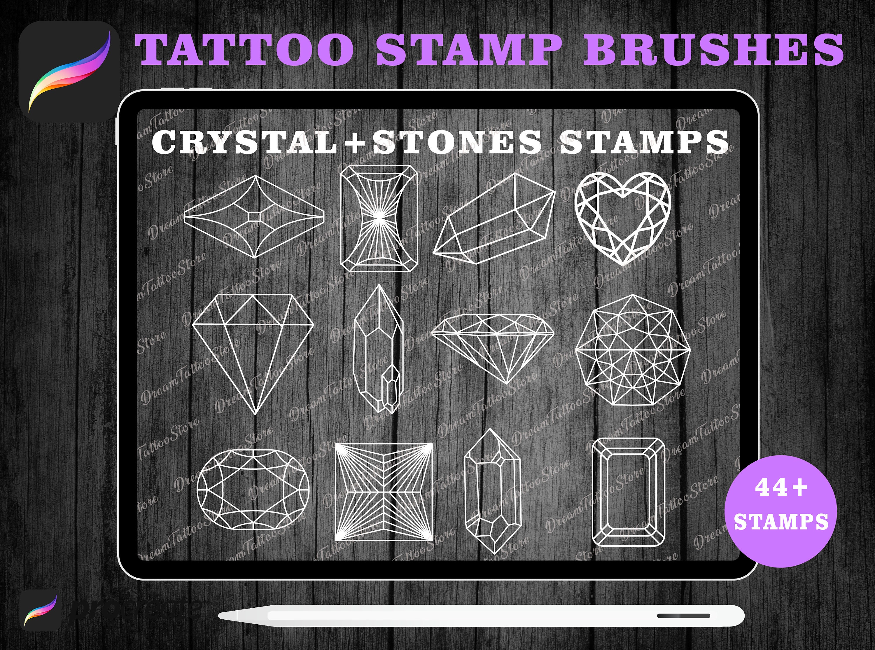 44 Crystal Stamps,procreate Brushes Stamps, Gemstone, iPad Brushes ...
